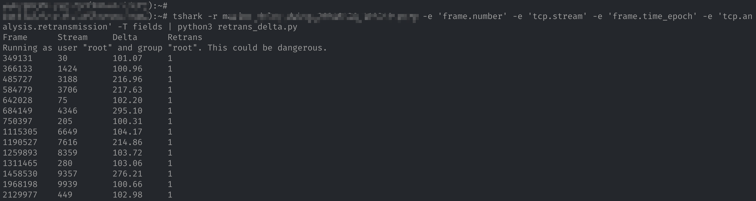 tshark 定位重传导致高延迟数据包 - SRE Work