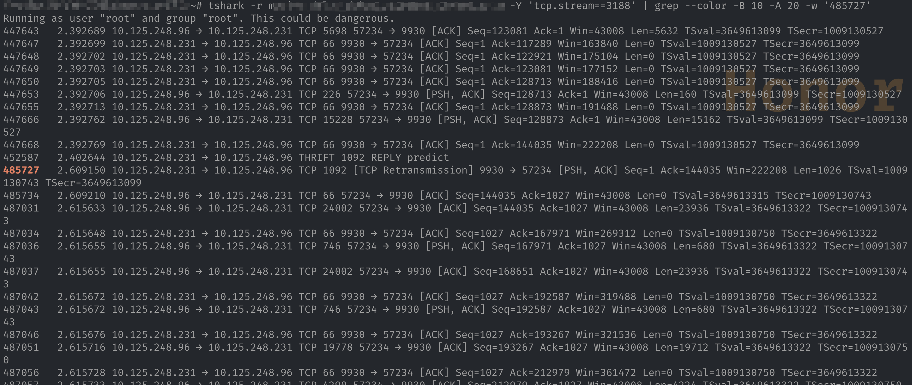 tshark 定位重传导致高延迟数据包 - SRE Work
